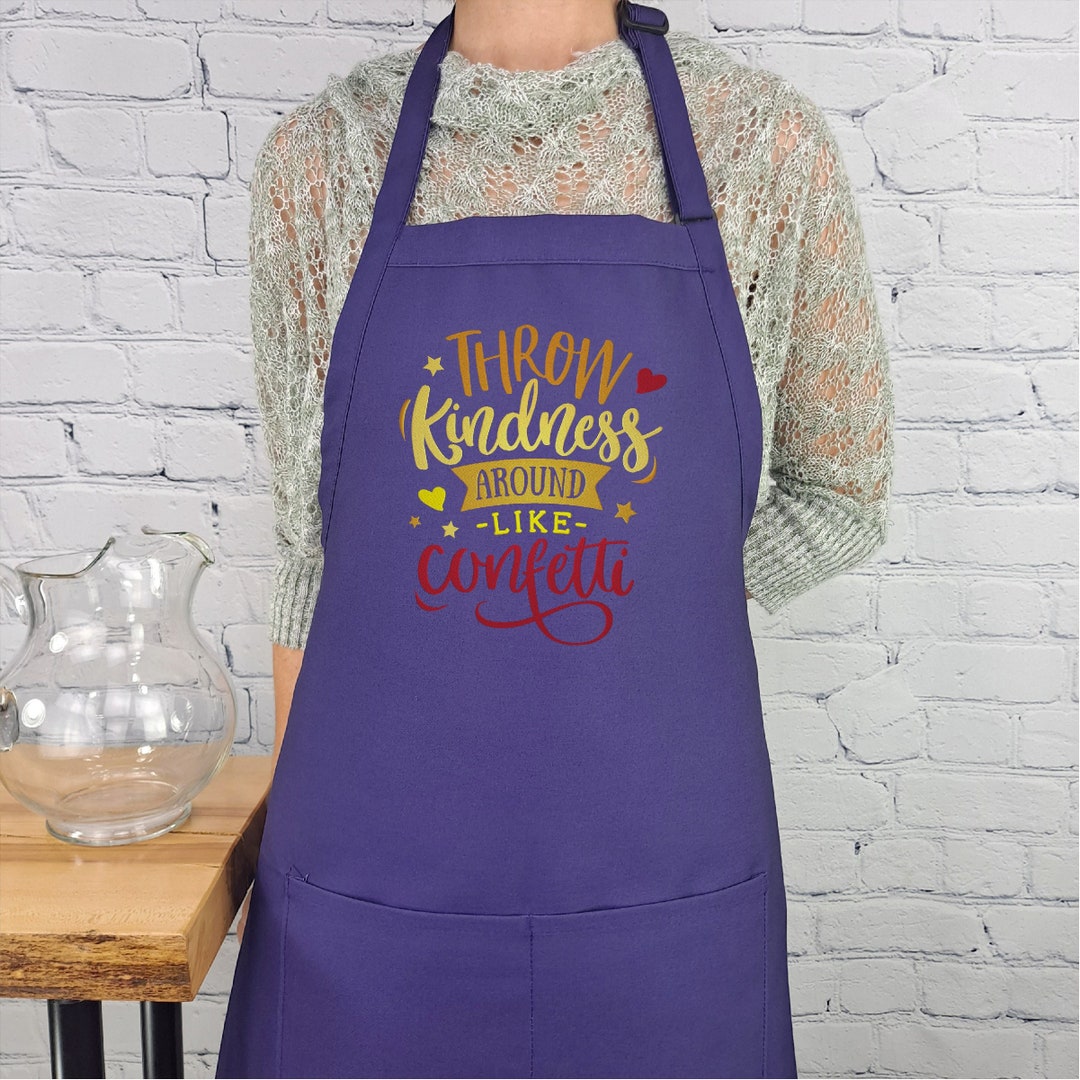 Embroidered Kindness Apron: Adjustable Neck, Pockets - Etsy
