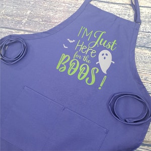 Halloween Apron Just Here for the Boos Ghost Embroidered Kitchen Apron ...