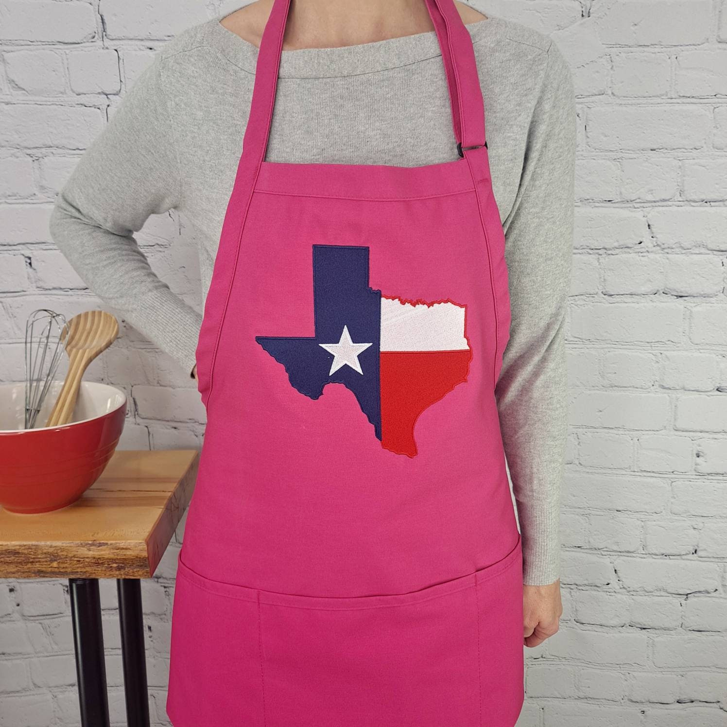 Texas Flag Apron: Embroidered Kitchen & Grilling Gift - Etsy