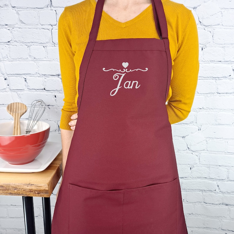Custom Embroidered Kitchen Apron: Personalized Heart Design - Etsy