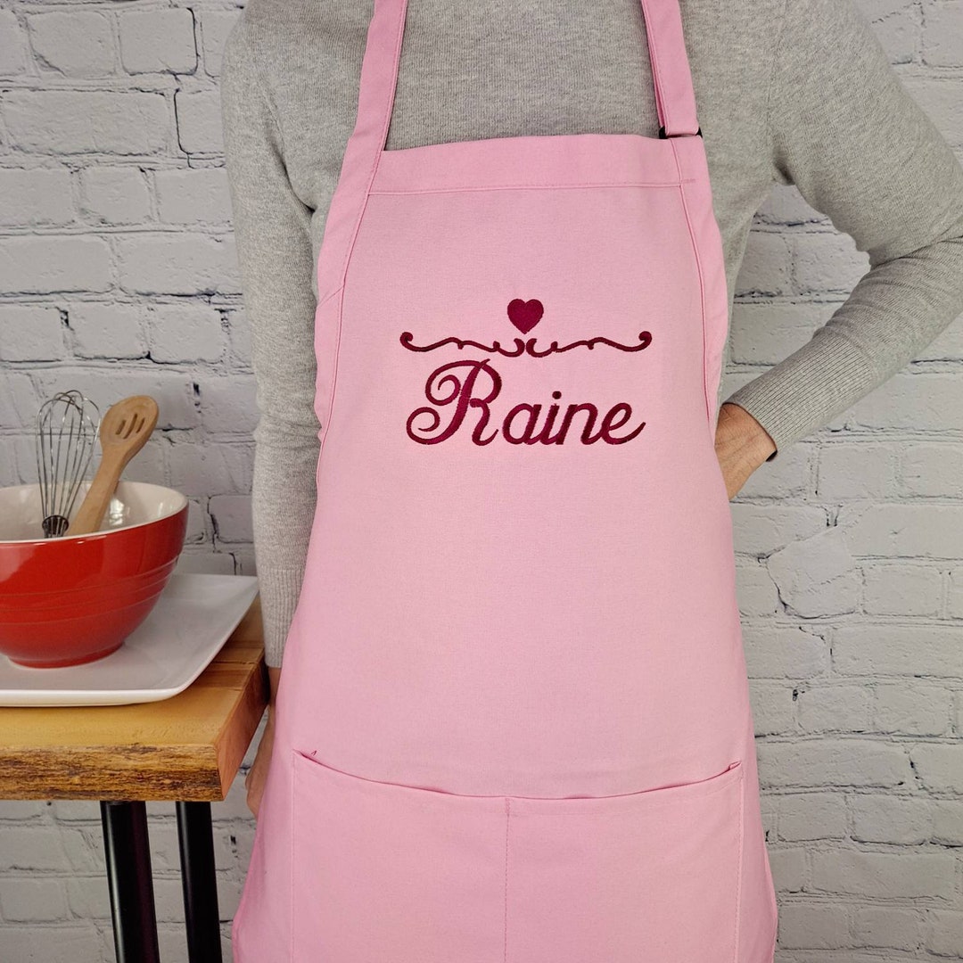 Custom Embroidered Kitchen Apron: Personalized Heart Design - Etsy