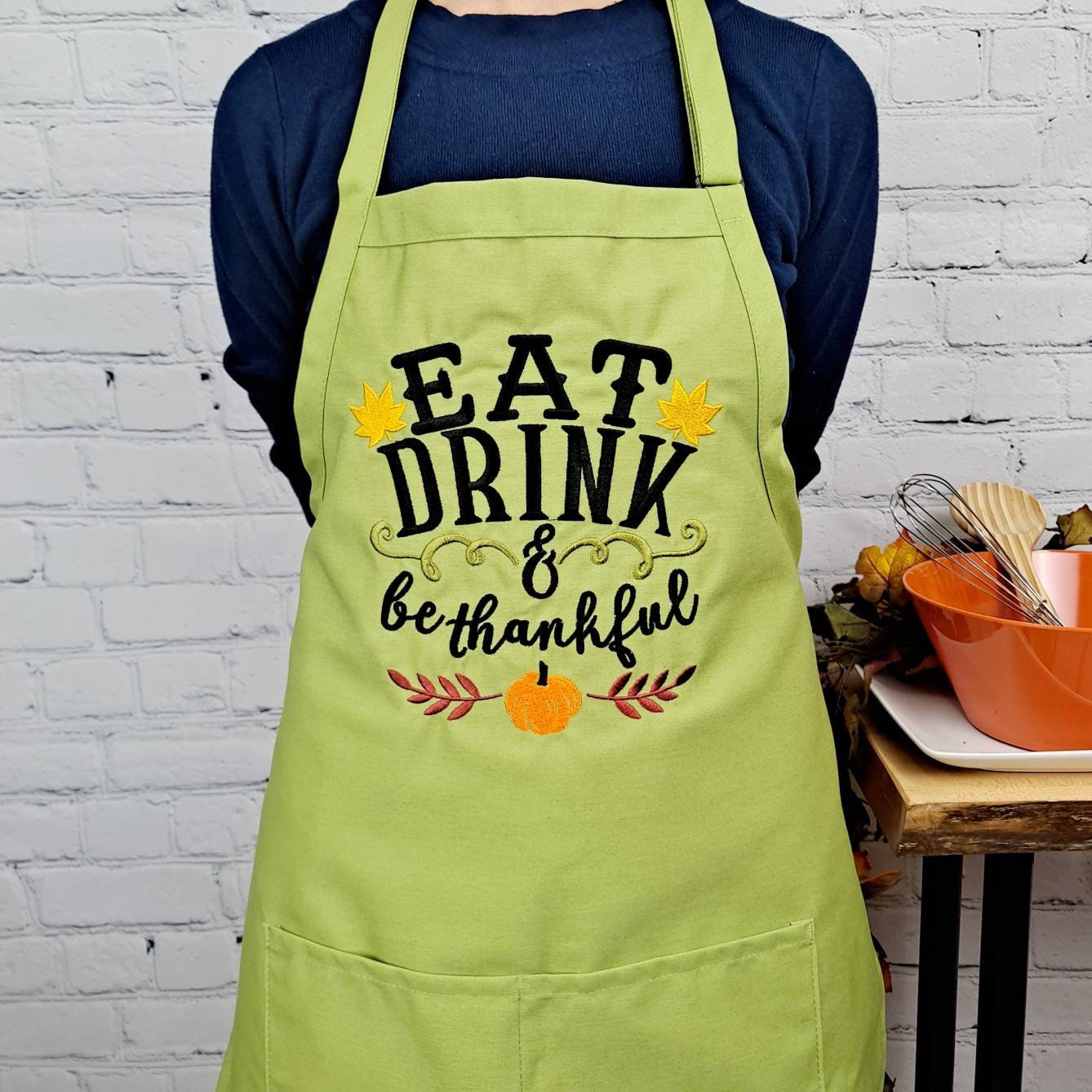 Thanksgiving apron Be Thankful Apron with pockets and | Etsy