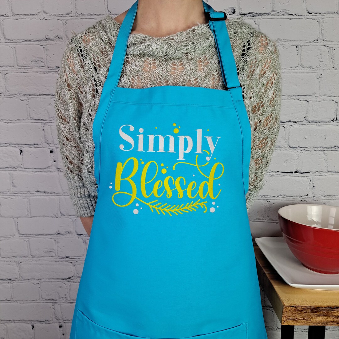 Inspirational Apron Simply Blessed Kitchen Accessory Embroidered With ...