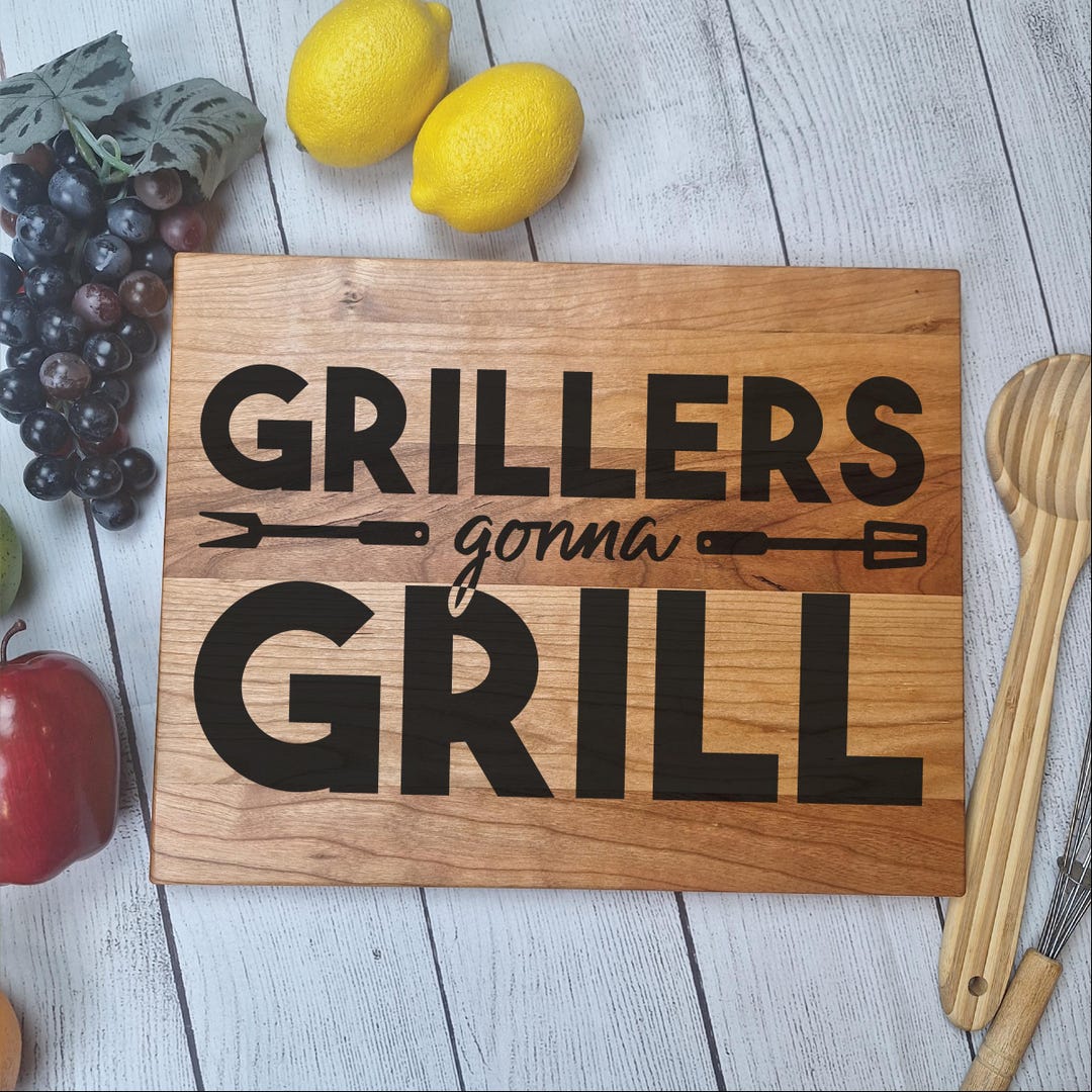 Barbeque Cutting Board Grillers Gonna Grill Engraved Wood Gift for Dad ...