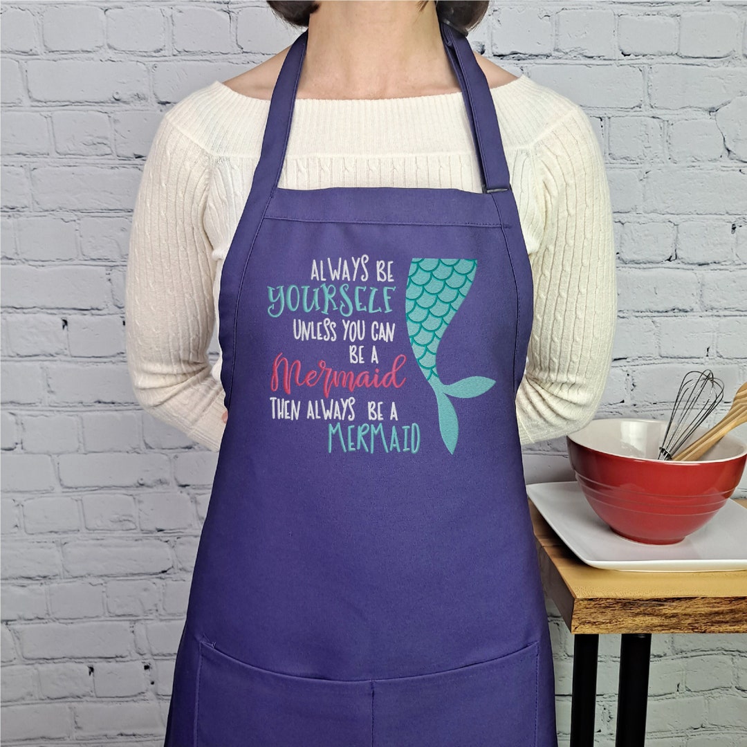 Mermaid Quote Kitchen Apron With Pocket, Whimsical Cooking and Baking ...