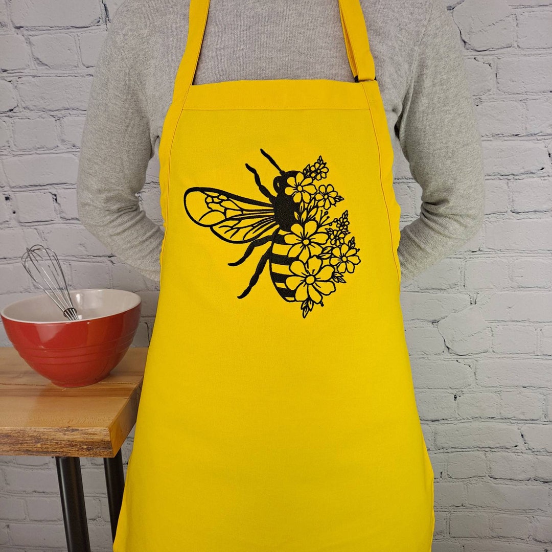 Bee Apron With Flowers Great Garden Kitchen Gift for Her - Etsy