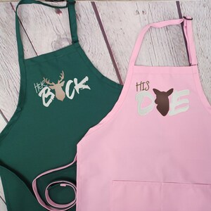 Embroidered His Doe Her Buck Apron Set | Hunting Couple Gift - Etsy