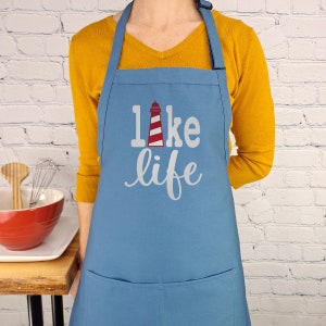 Lake Life Apron Lighthouse Kitchen Cooking Summer Grilling Apron - Etsy