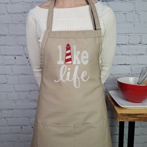 Lake Life Apron Lighthouse Kitchen Cooking Summer Grilling Apron - Etsy