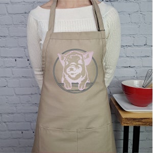 Pig Apron Cute Piglet Embroidered Kitchen Apron Perfect Farmhouse Gift ...