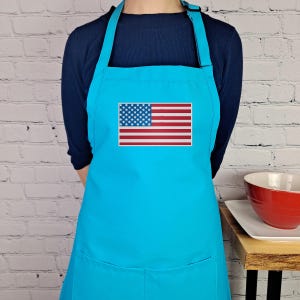 Embroidered American Flag Apron: USA Made Kitchen Accessory - Etsy