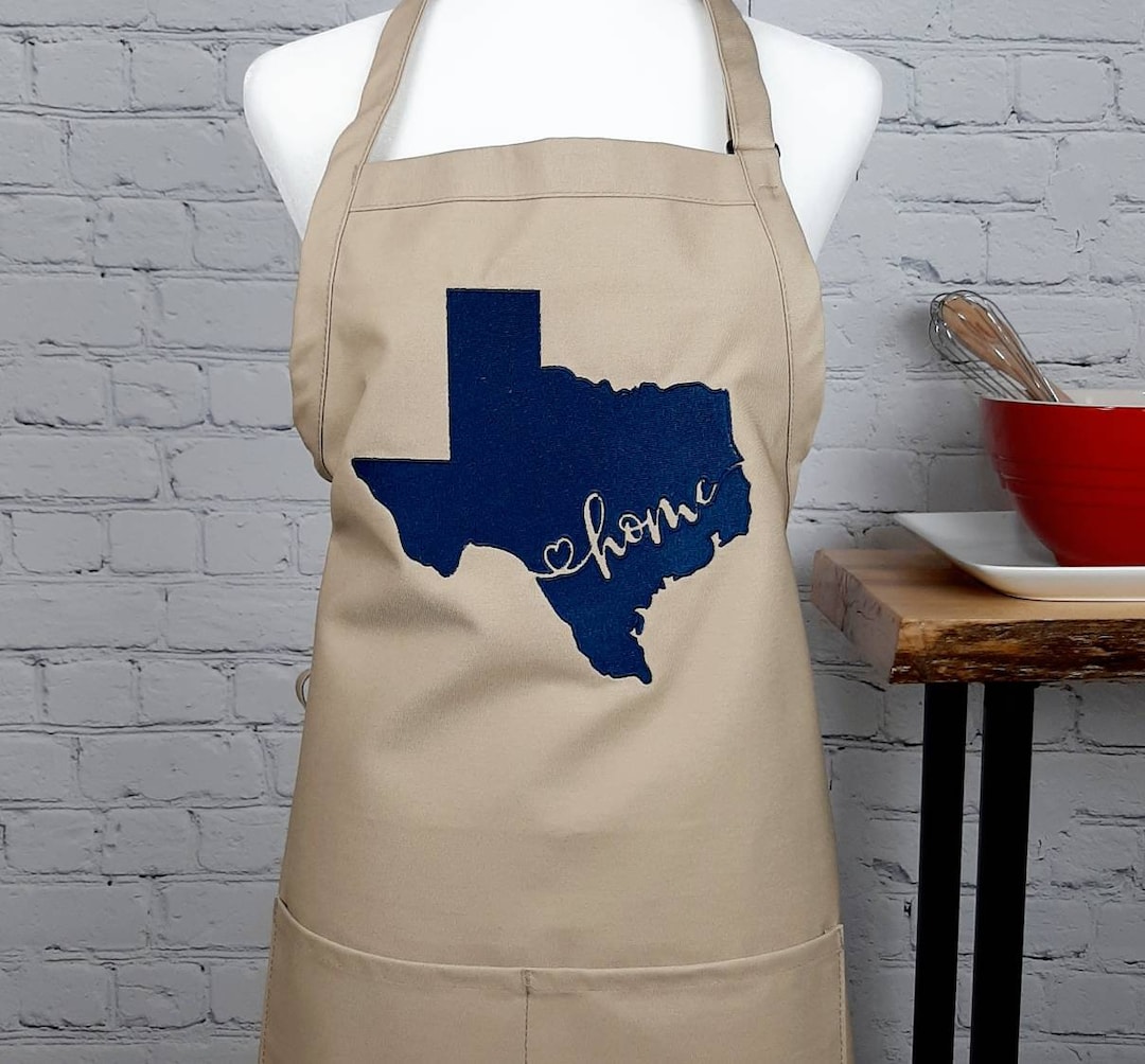 Texas Embroidered Apron: Love Our Home State Kitchen Apron - Etsy