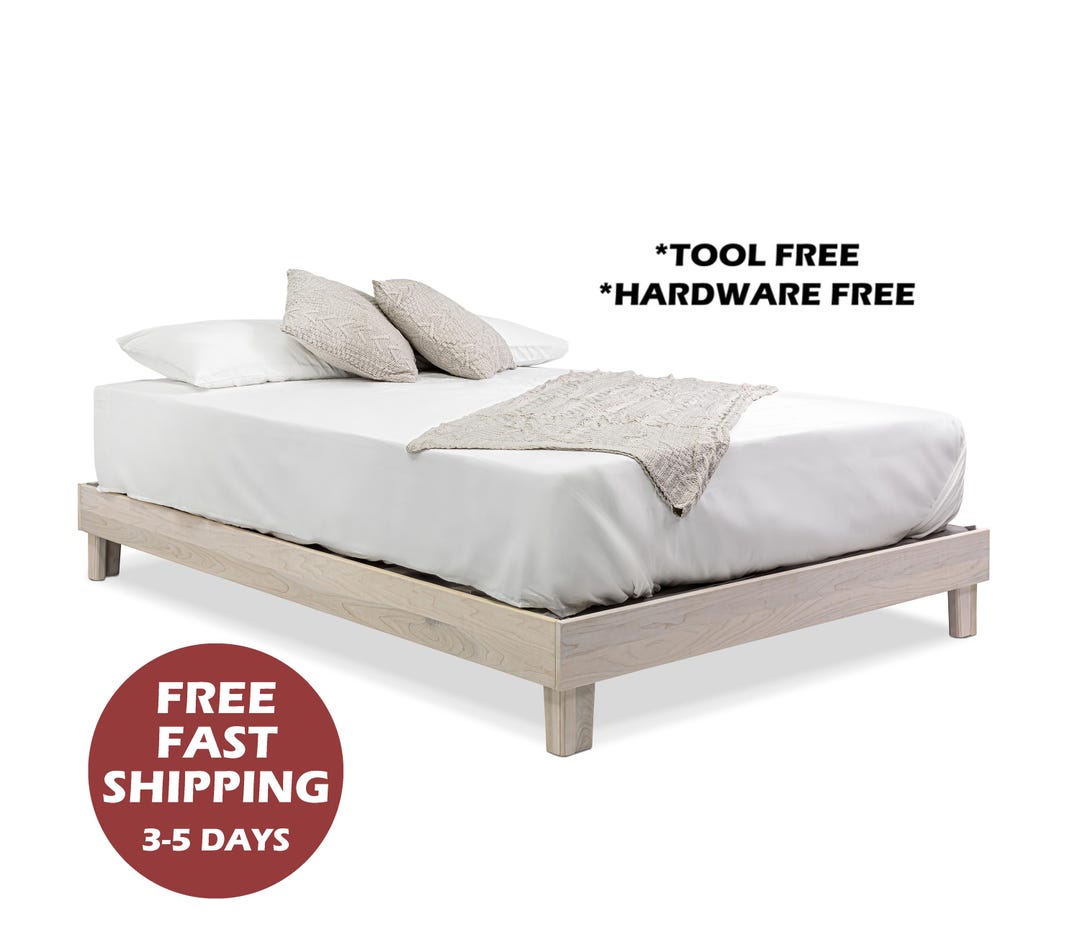 Hardwood Platform Bed Frame, Tool-free & Hardware-free Assembly - Etsy