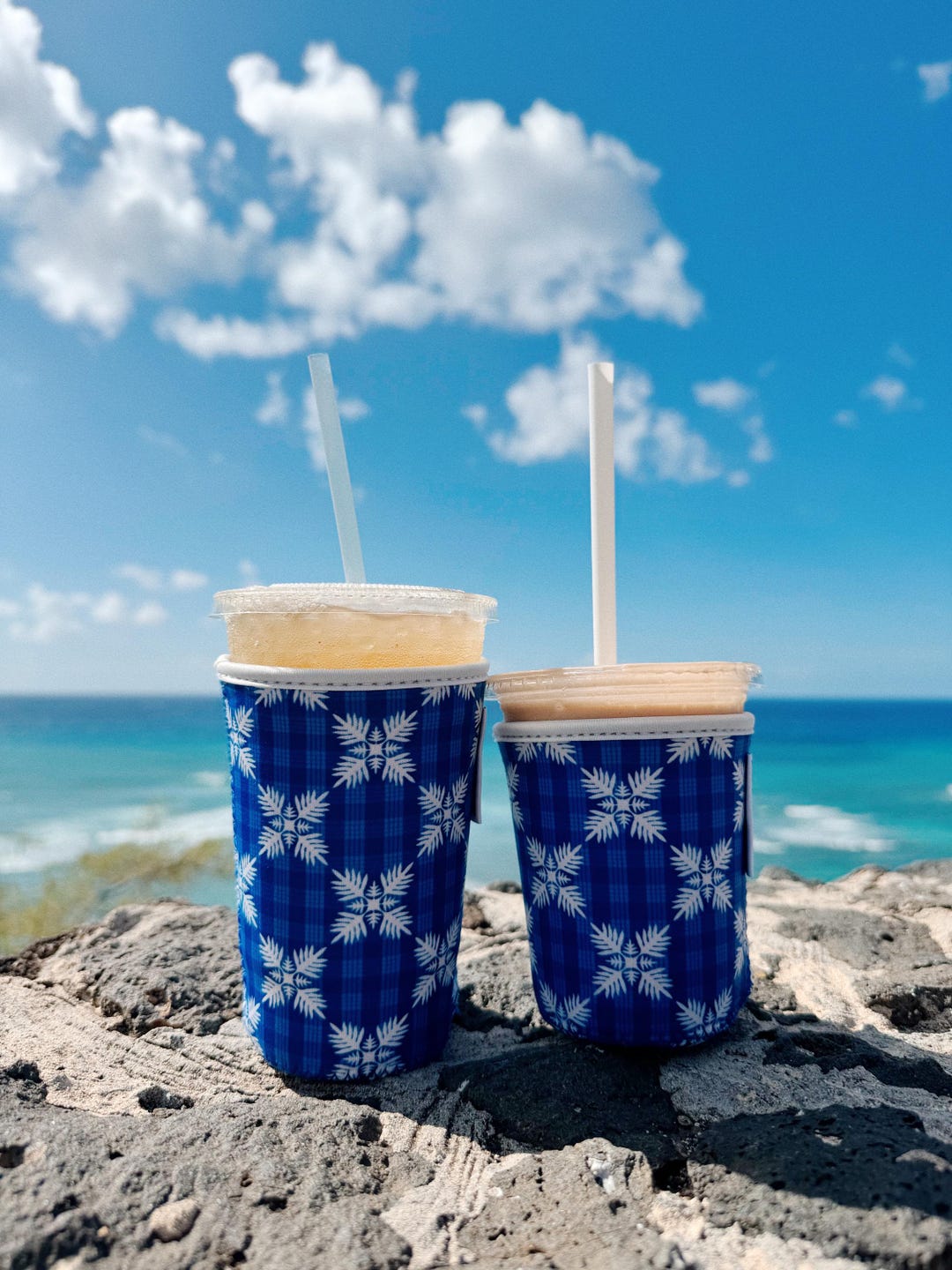 Blue Palaka Kuiki Hawaiian Quilt Drink Sleeve Cup Holder Neoprene ...