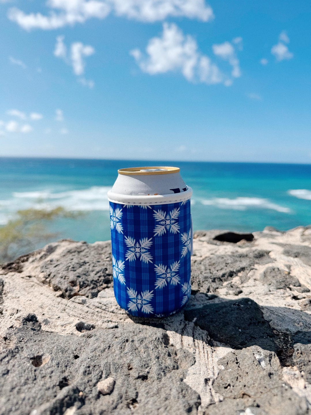 Blue Palaka Kuiki Hawaiian Quilt Print Drink Can Sleeve Coldie Holder ...