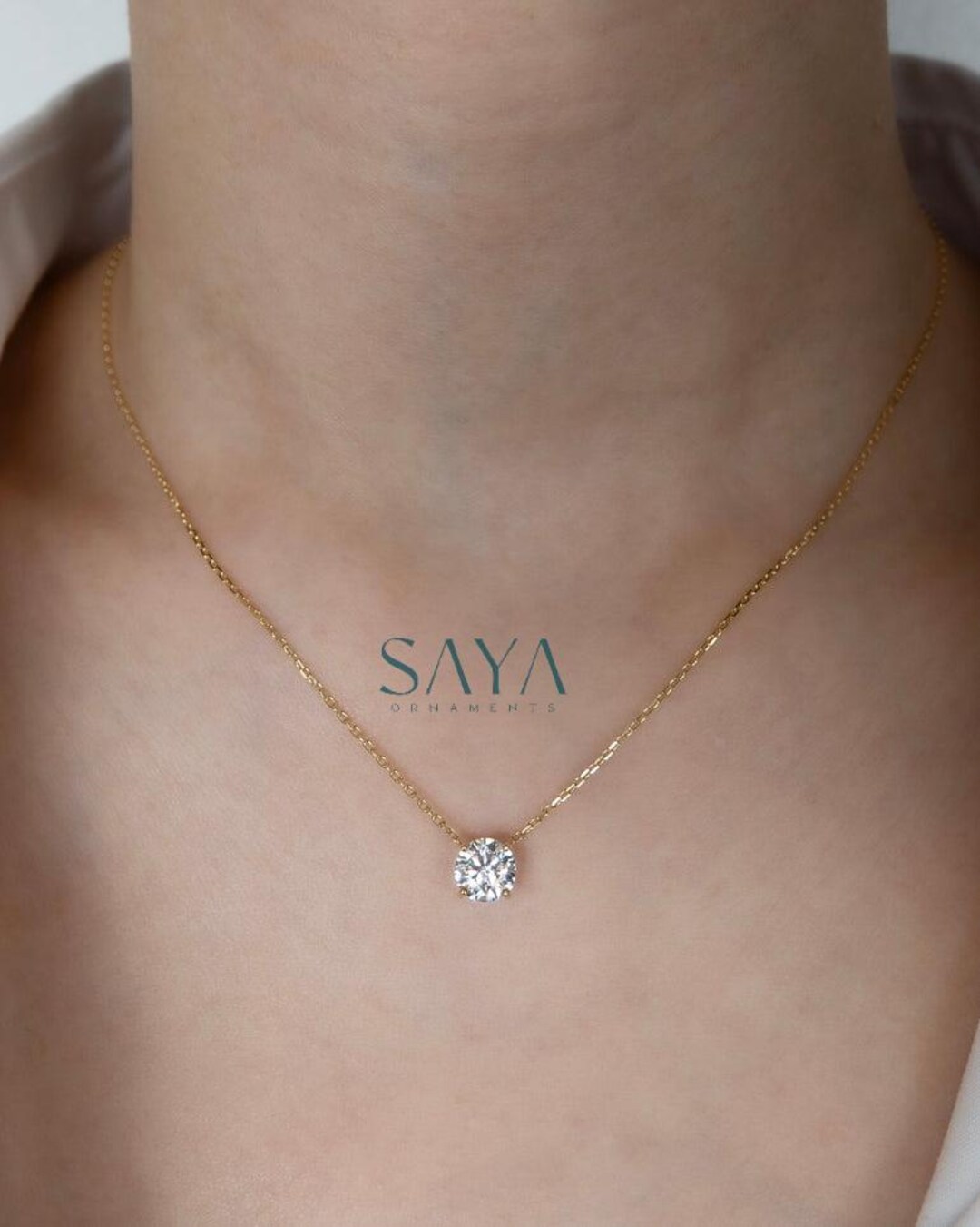 1.00 Carat Round Cut Real Diamond Solitaire Necklace for Wife Lab Grown ...