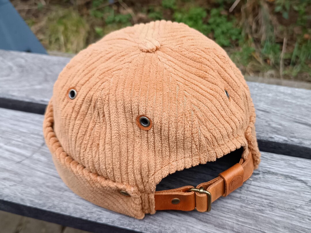 Brimless Docker Hat Made From Cognac Corduroy and Light Brown Leather ...
