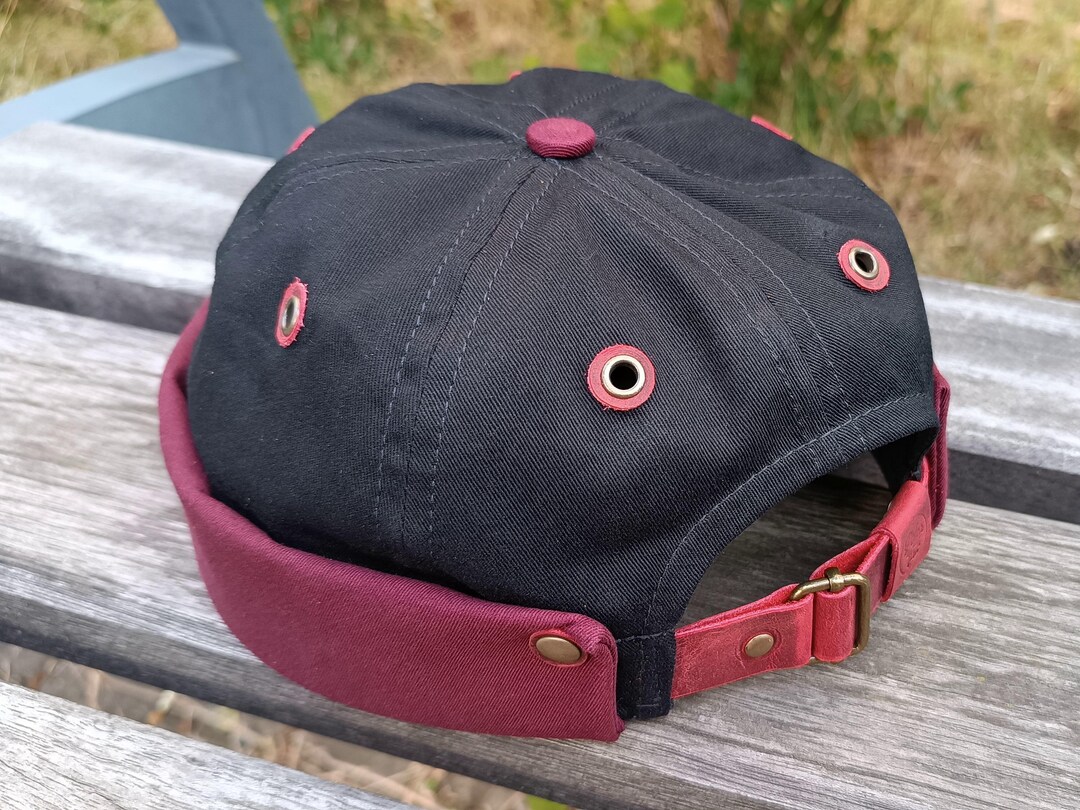 Brimless Docker Hat in Black and Wine Cotton Twill - Etsy