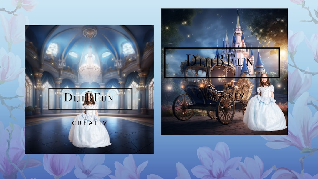 Easy to Use Digital Background Backdrop 2 Images Cinderella Princess ...