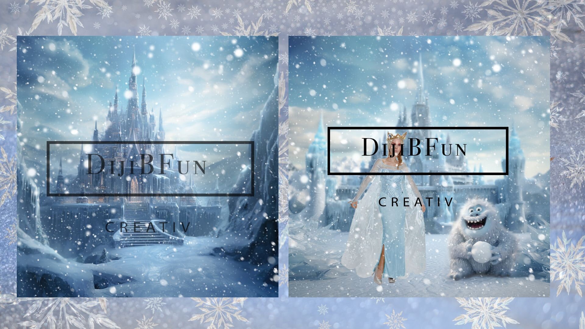 Easy to Use Digital Backdrop Background Bundle, 2 Frozen Theme Images ...