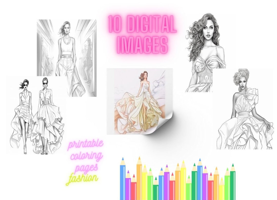 Digital Colouring Book Colouring Pages Pack of 10 Printable High ...