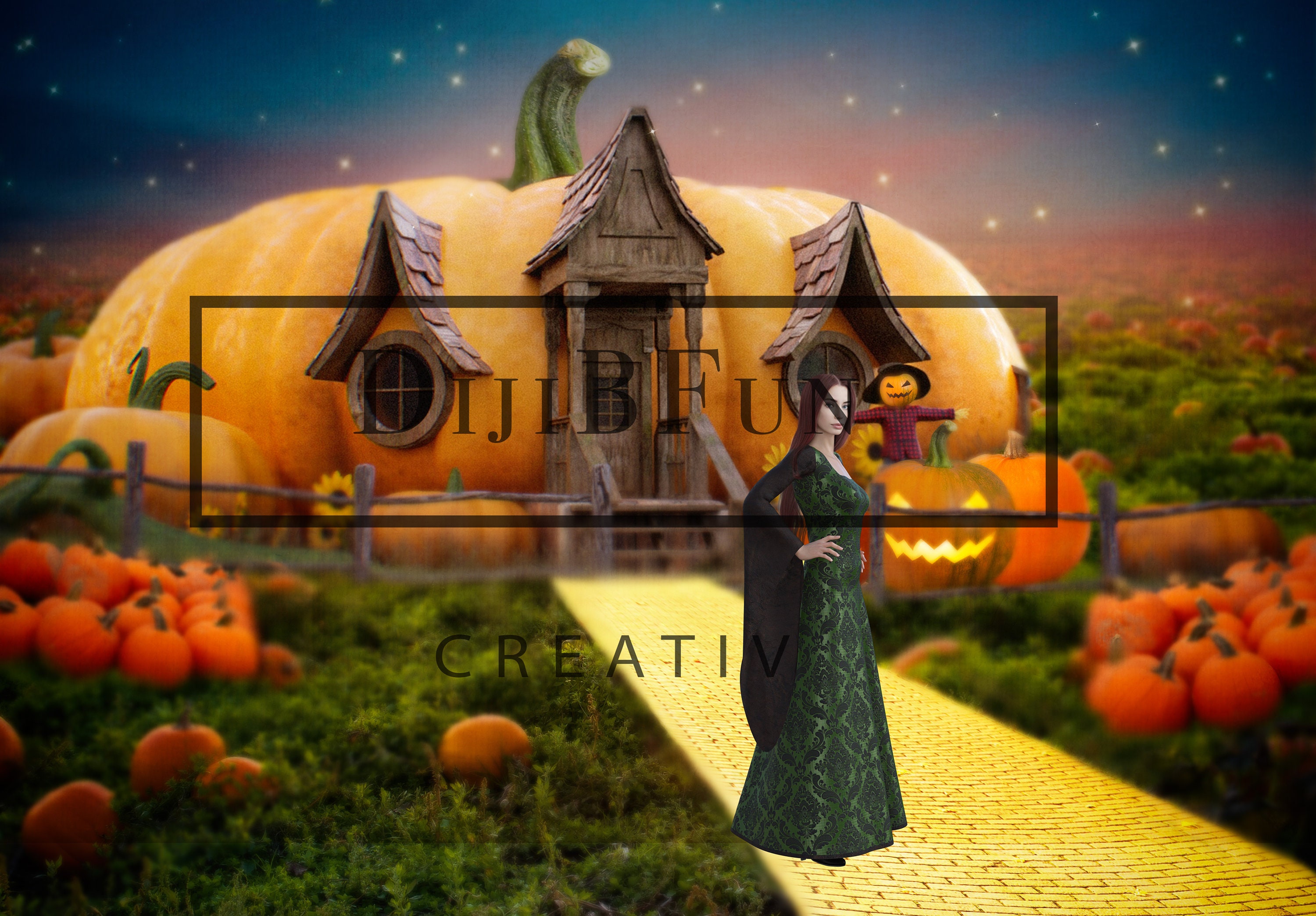 Digital Background for Photography Composites Pumpkin House, Pumpkin ...