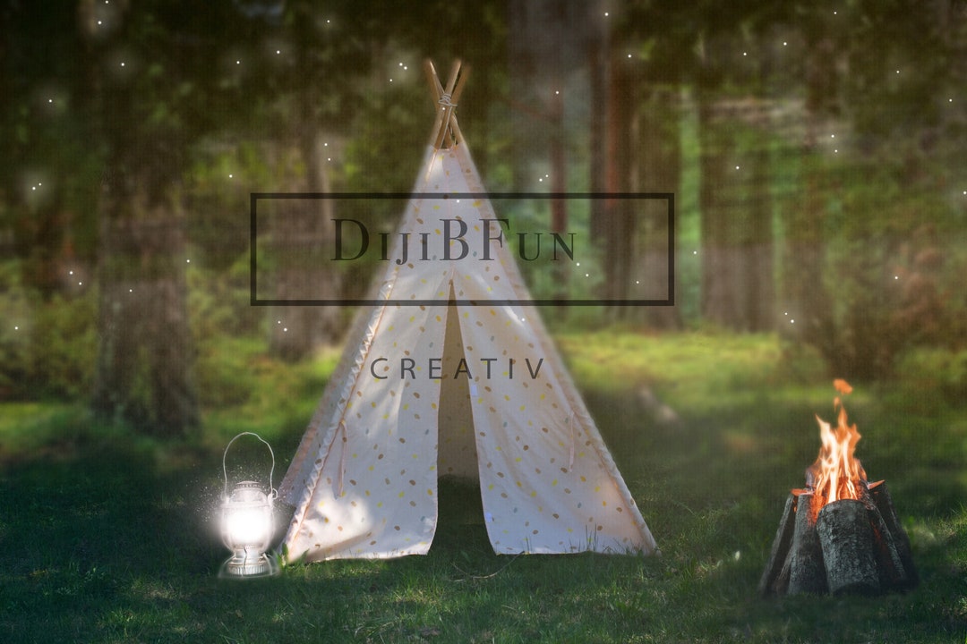 Digital Background Backdrop for Photography Composites, Tipi Camping ...