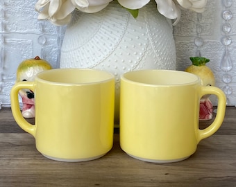 Vintage Corning Mugs Yellow Milk Glass, 042523 - Etsy