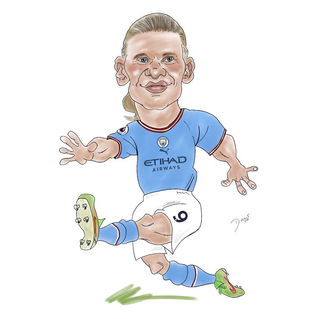 Erling HAALAND Manchester City Caricature - Etsy UK
