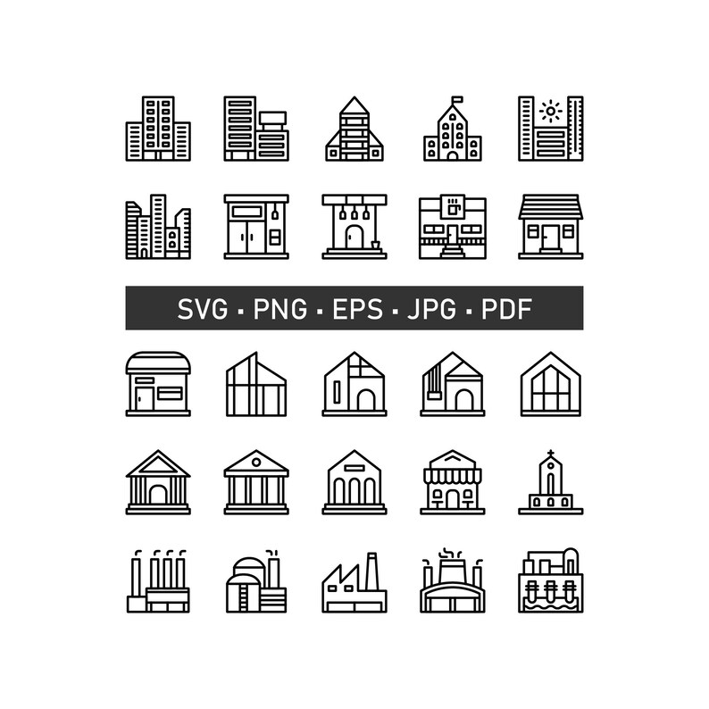25 Building Construction Line Icons | Architecture Symbol SVG EPS PNG ...