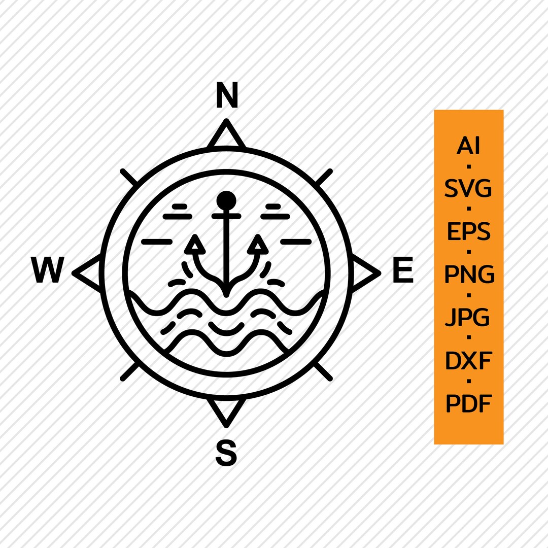 Anchor Compass SVG File Nautical Adventure Badge Instant Download for ...