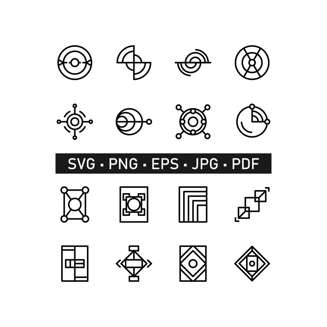 16 Abstract Geometric Line Icons | Symbol Shape Design | SVG EPS PNG ...