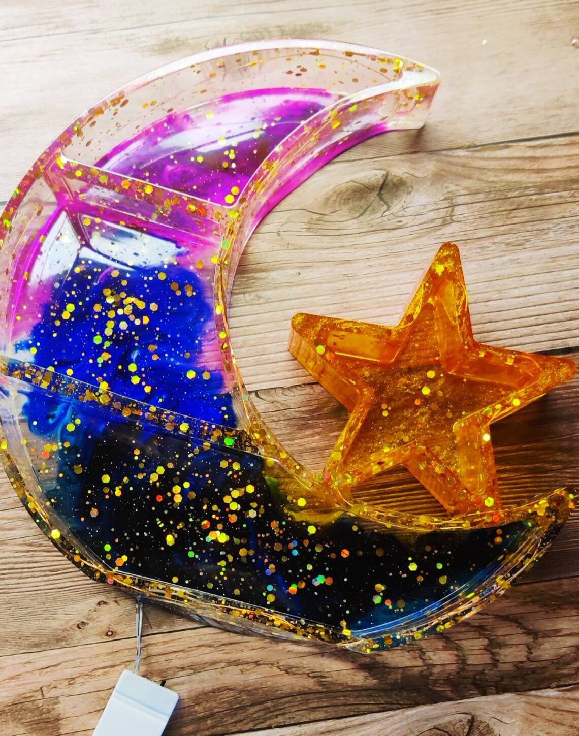 Custom Moon and Star Shelf With Bright White Lights Wall - Etsy