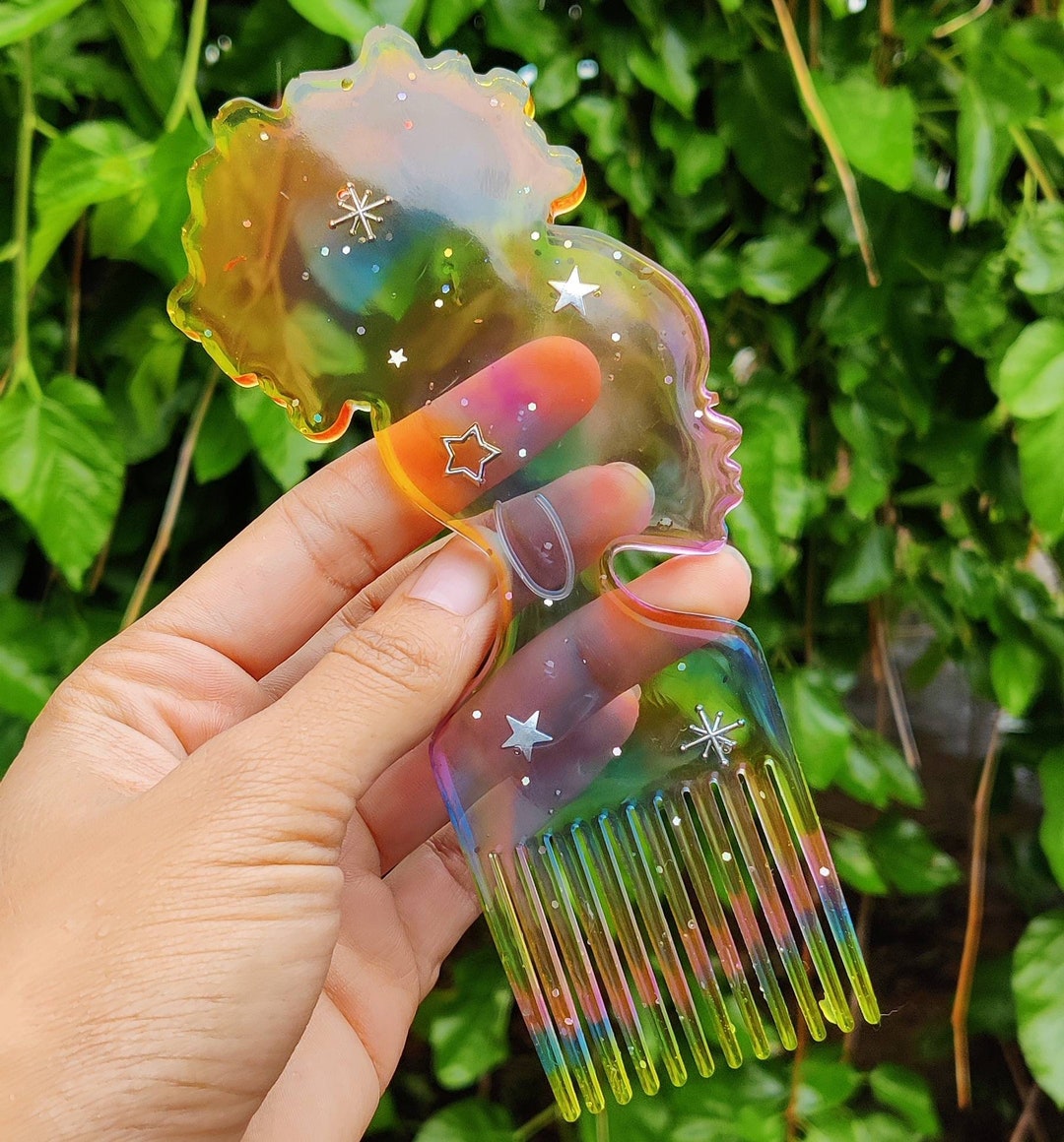 Custom Rainbow Hair Pick - Hair Tools - Gifts for Her - Handmade Hair ...