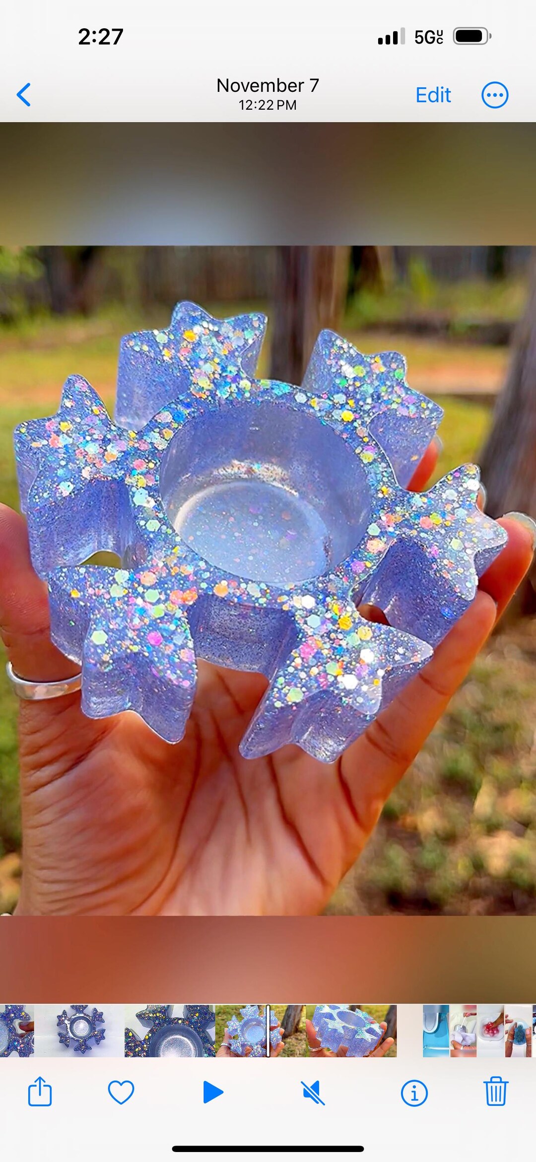 Sparkly Snowflake Resin Tea Light Holder - Iridescent Glitter Trinket ...
