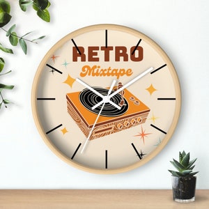 Retro Record Themed Wall Clock With 60s Vintage Music Themed Home Decor ...