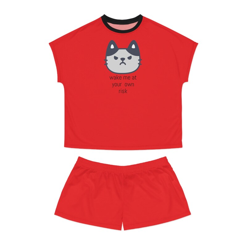 Women's Short PJ Set With Funny Cat Design Pajama Shorts - Etsy