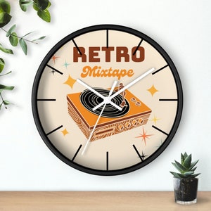 Retro Record Themed Wall Clock With 60s Vintage Music Themed Home Decor ...