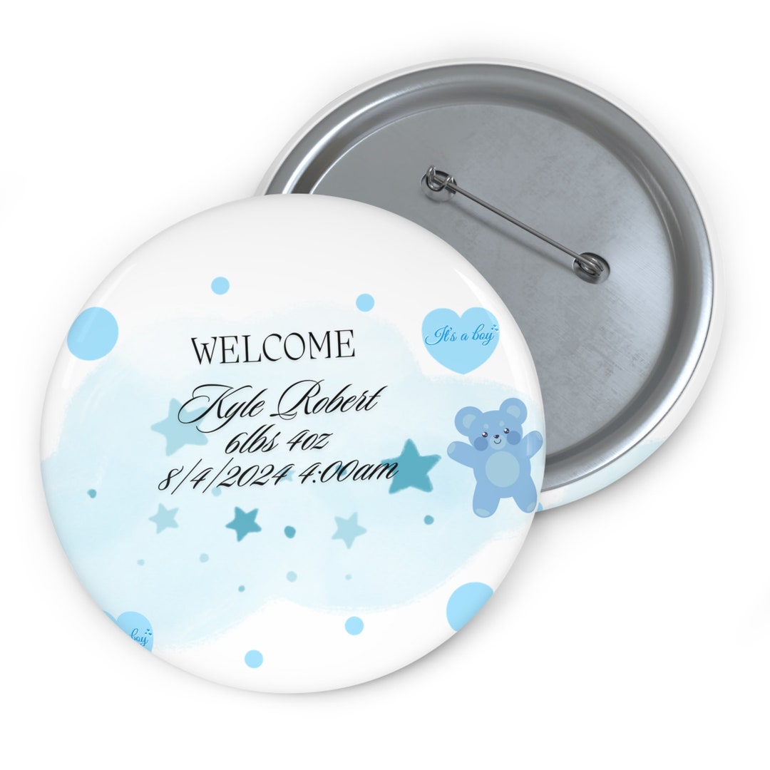 Personalized Baby Boy Announcement Pin: Keepsake Gift - Etsy