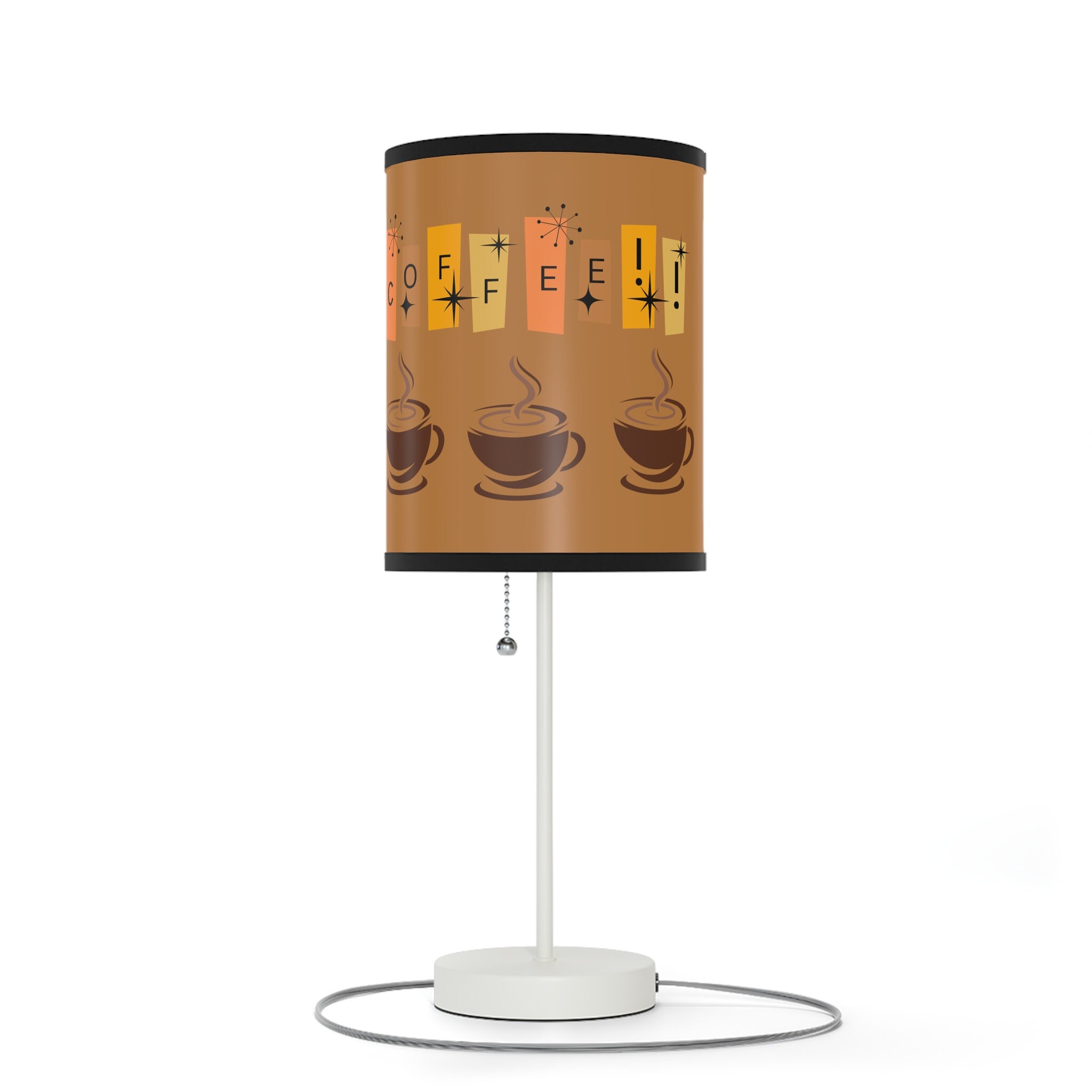 Retro Coffee Print Table Lamp 60s Mid Century Coffee Themed Kitchen ...