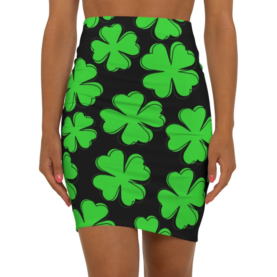 Saint Patrick's Day Shamrock Print Mini Skirt Festive Saint Paddy's Day ...