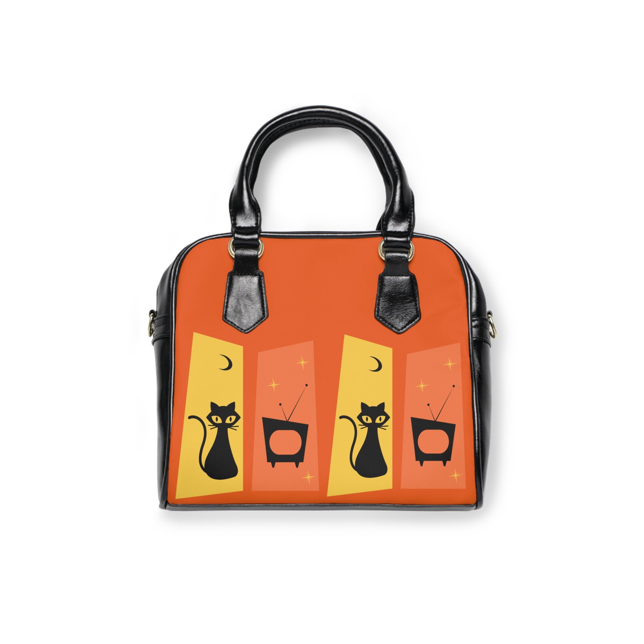 Shoulder Handbag With Mod Atomic Kitty Print Mom Gift Idea 50's Mid ...