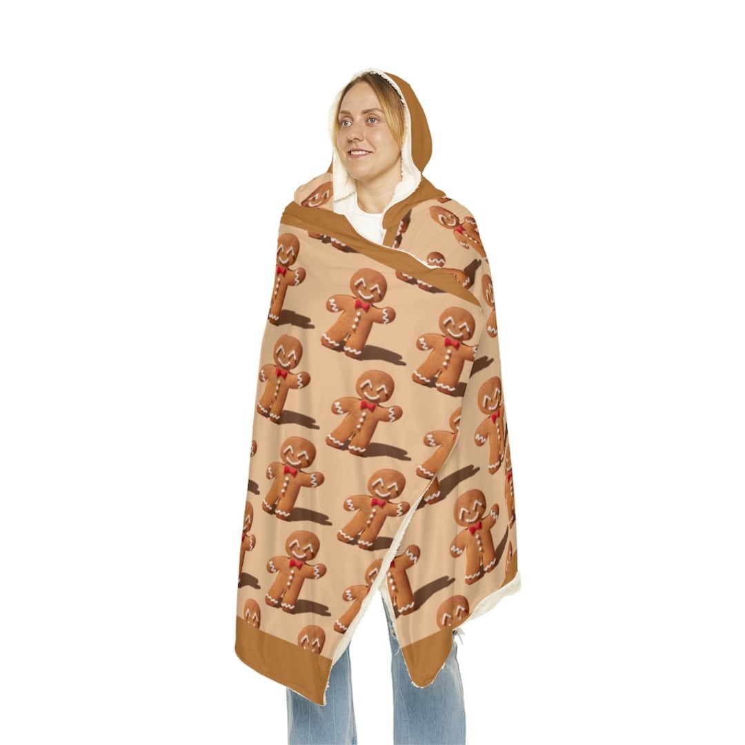Christmas Gingerbread Print Hoodie Blanket Cozy Snuggle Blanket ...