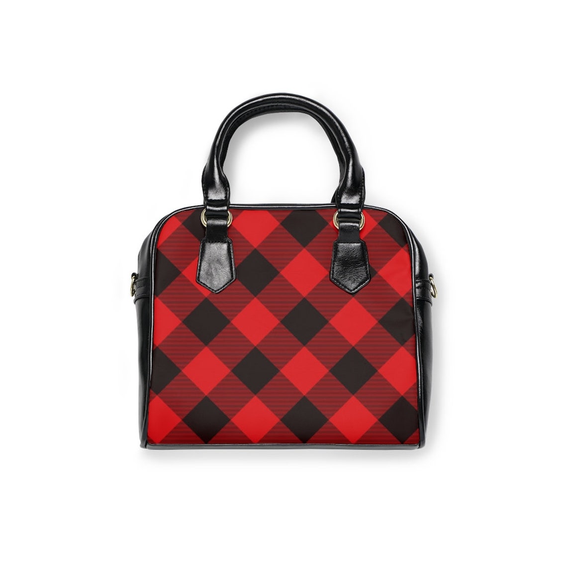 Buffalo Check Shoulder Bag: Red & Black Plaid Print Handbag - Etsy