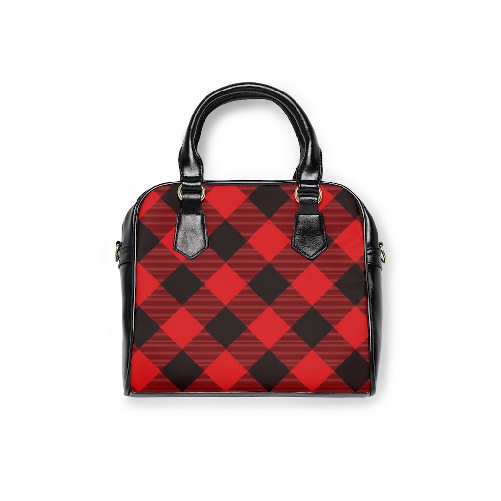 Buffalo Check Shoulder Bag: Red & Black Plaid Print Handbag - Etsy