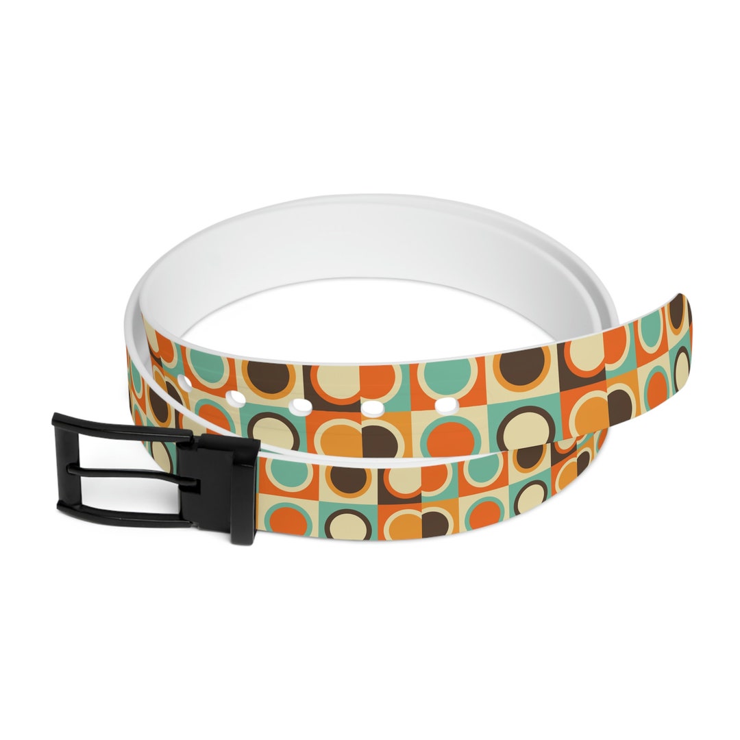 Retro 60s Print Belt: Unisex Groovy Geometric Belt - Etsy