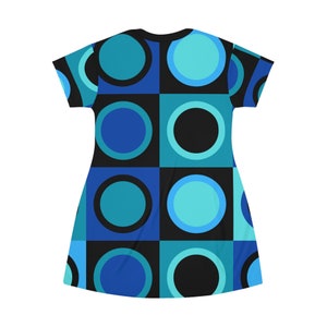 Women's Retro T Shirt Dress Vintage Geometric Pattern Swinging 60s Mod ...