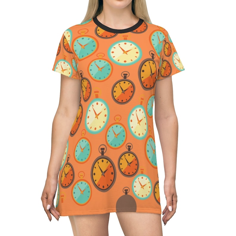 Mod 60's Retro Orange Clock Print T Shirt Dress Gift for - Etsy