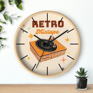 Retro Record Themed Wall Clock With 60s Vintage Music Themed Home Decor ...