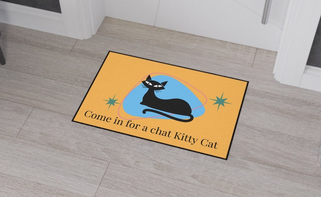 Doormat Retro Kitty Design Housewarming Gift Idea MCM Atomic Kitty ...